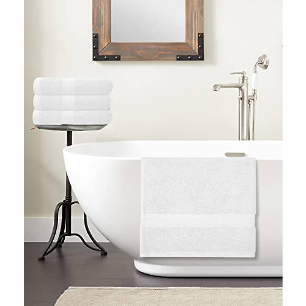 Avalon Bath Towels for Bathroom 100% Cotton White Bathroom Towels Pack of 6 (22x44 inches) - Quick Drying Bath Towels Set Small, Light Weight & Absorbent Perfect Gym & Pool Towel Set