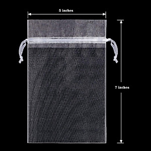 100PCS Premium Sheer Organza Bags, White Wedding Favor Bags with Drawstring, 5x7 inches Jewelry Gift Bags for Party, Jewelry, Festival, Makeup Organza Favor Bags,net gift bags,drawstring goody bags,Penetrating Light Fruit Protection Bags