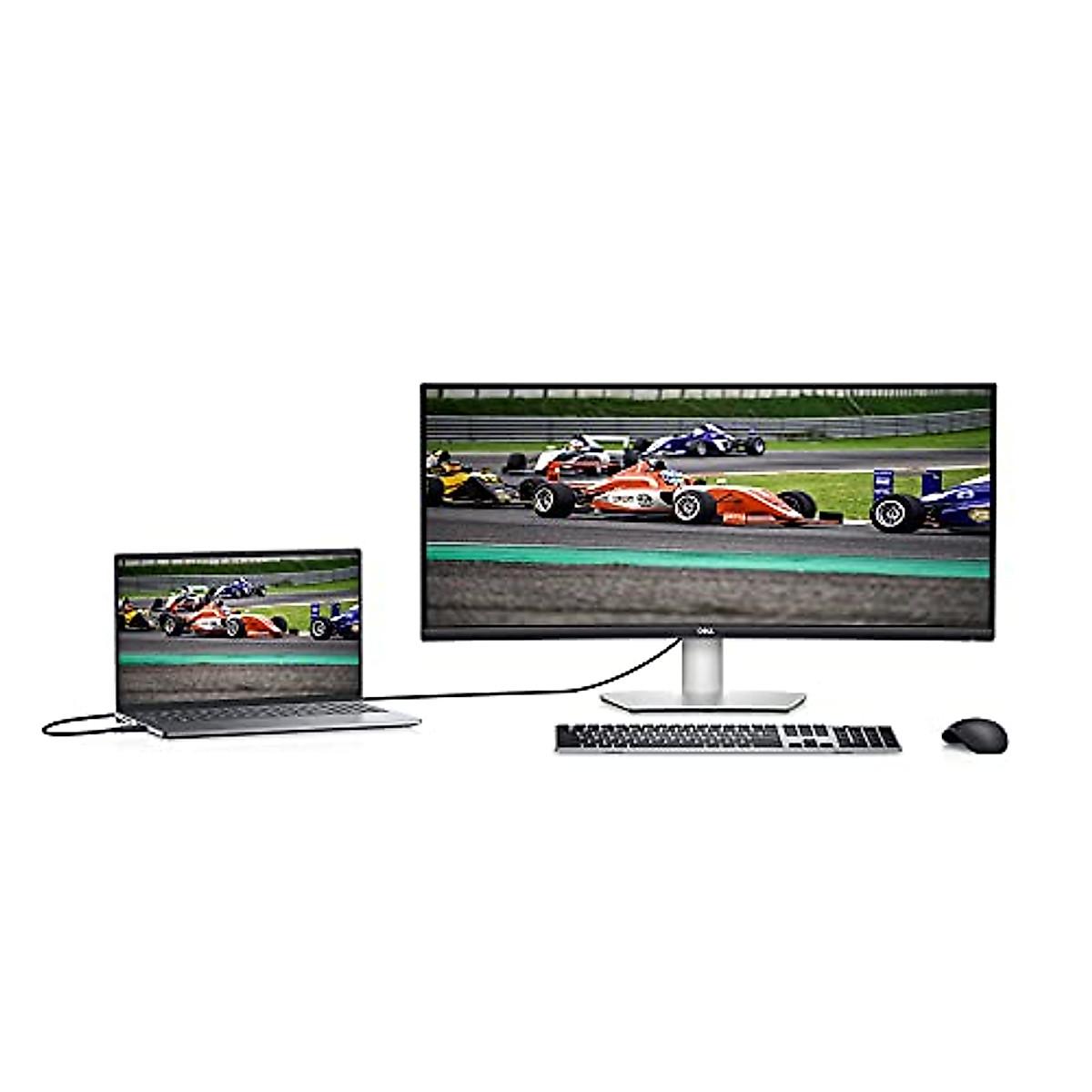 Dell S3422DW Curved Monitor - 34-inch WQHD (3440 x 1440) Display, 1800R Curved Screen, Built-in Dual 5W Speakers, 4ms Grey-to-Grey Response Time, 16.7 Million Colors - Silver