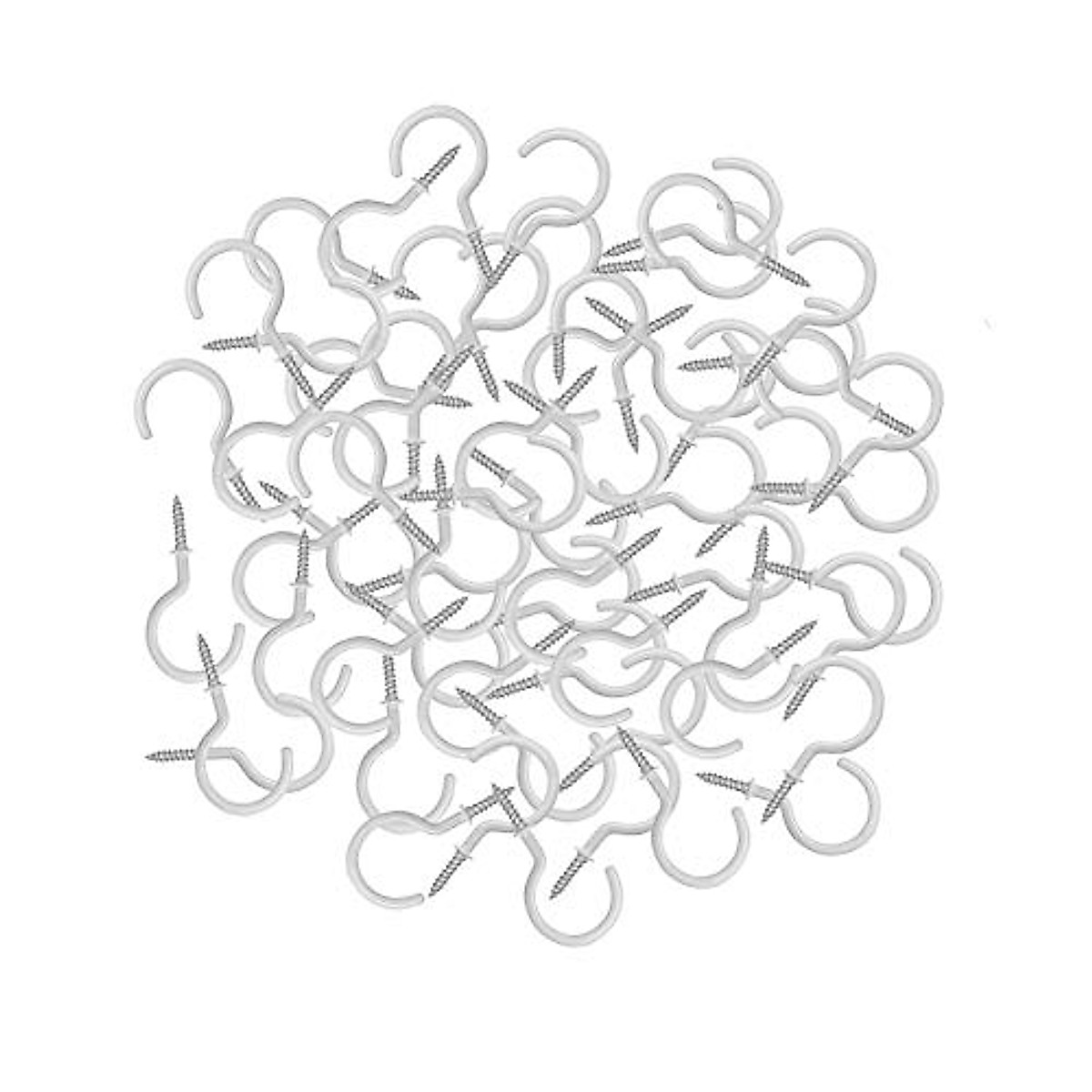 Fjiangyi Pack of 40 Utility 1-1/2 inch Ceiling Hooks Vinyl Coated Screw-in Wall Hooks Plant Hooks Hangers Kitchen Hooks Cup Hooks for Indoor & Outdoor Use