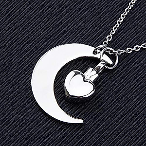Fanery Sue Personalized Custom Love You to the Moon and Back Cremation Urn Necklace for Ashes Memorial Pendant Jewelry(No Engraving)