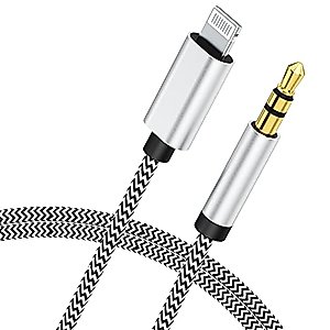 [Apple MFi Certified] iPhone AUX Cord for Car Stereo, Veetone 3FT Lightning to 3.5mm AUX Audio Nylon Braided Cable for iPhone 14 13 12 11 Pro Max/XS/XR/X 8/iPad/iPod to Speaker, Home Stereo, Headphone