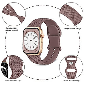 OHOTLOVE Silicone Braided Bands Compatible with Apple Watch Band 38mm 40mm 41mm 42mm 44mm 45mm Women Men, Silicone Braided Design Wristband Strap with iWatch Series 9 8 7 6 5 4 3 SE.Patents Pending h