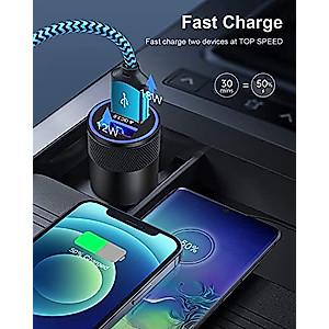 iPhone Car Charger Fast Charging for iPhone 14 13 12 Pro Max Mini SE 11Pro Max X 10 XR XS 8 Plus, 30W Dual Port Cigarette Lighter Adapter + Braided Apple Lightning Cable i Phone Charger Cord Wire 6FT