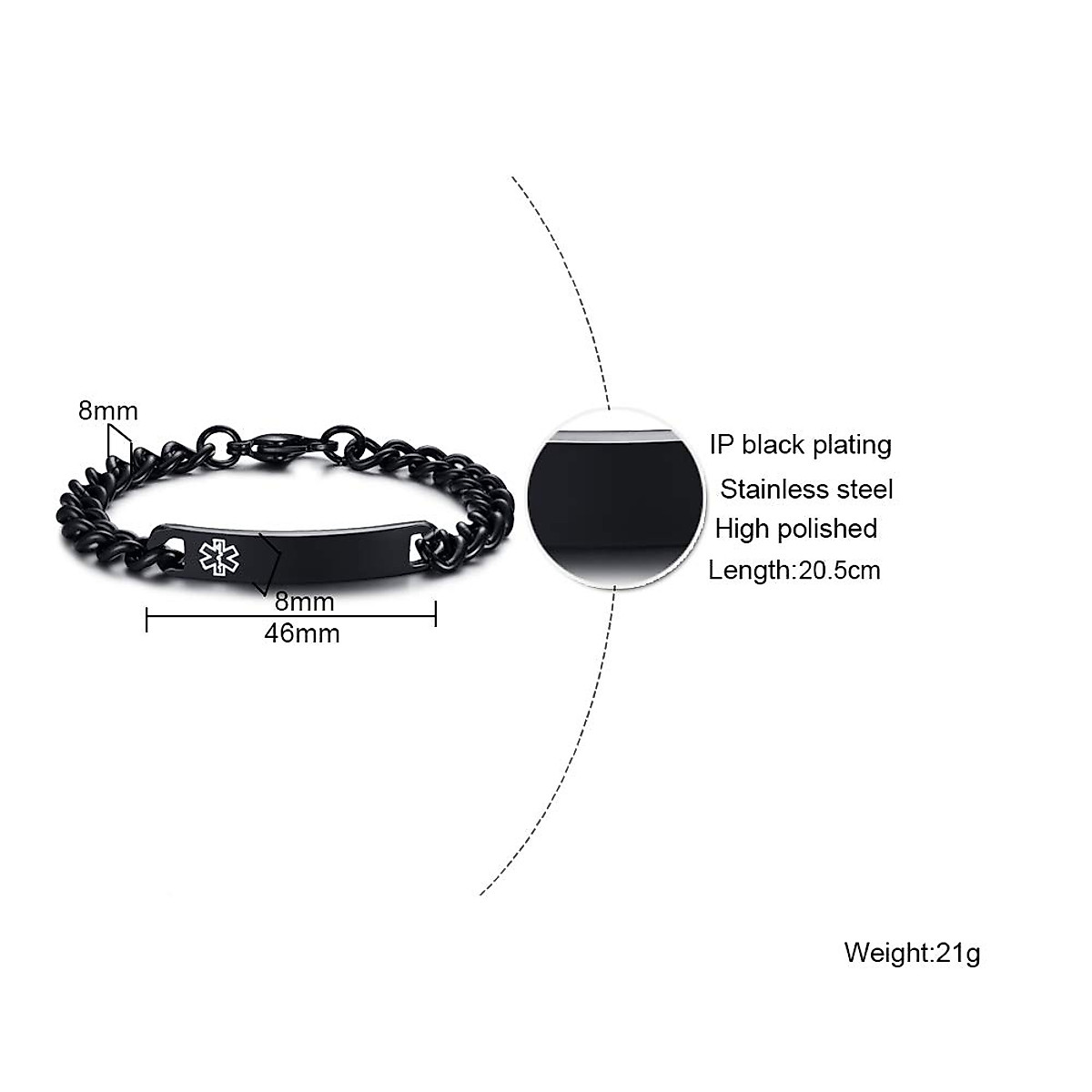 VNOX Just Throw me in The Trash Mens Womens 8MM Stainless Steel ID Tag Medical Alert Emergency Bracelet,8 inches,1 Piece