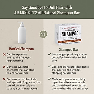 J·R·LIGGETT'S All-Natural Shampoo Bar, Virgin Coconut and Argan Oil - Strong and Healthy Hair-Nourish Follicles with Antioxidants and Vitamins-Detergent and Sulfate-Free, Set of Three, 3.5 Ounce Bars