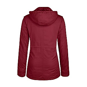 wantdo Women's Sherpa Lined Coat Vintage Warm Winter Parka Coat Overcoat Wine XL