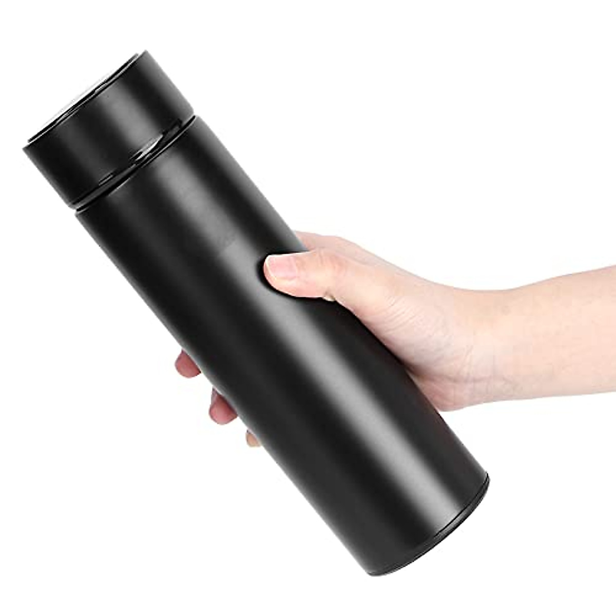 Oumefar Water Bottle, Travel Mugs, Smart Vacuum Flask Thermos Water Bottle with LED Digital Touch Screen, Thermos Cup Vacuum Flask 500ml Stainless Steel for Drinks (Matte black temperature cover)