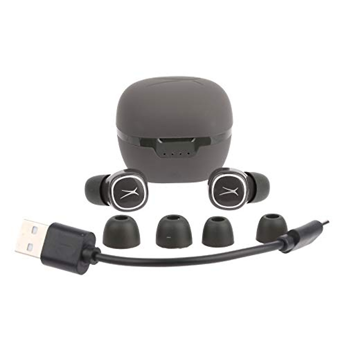 Altec Lansing NanoPods - Truly Wireless Earbuds with Charging Case, TWS Waterproof Bluetooth Earbuds with Touch Controls for Travel, Sports, Running, Working (Charcoal Grey)