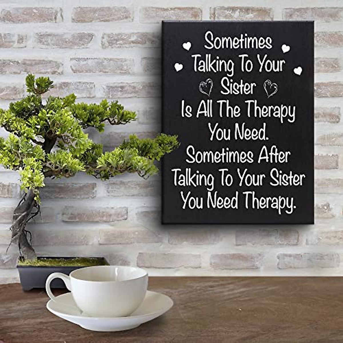 JennyGems Funny Sister Gifts, Sometimes Talking To Your Sister Is All the Therapy You Need Wooden Sign, Birthday Gift for Sister, Made in USA