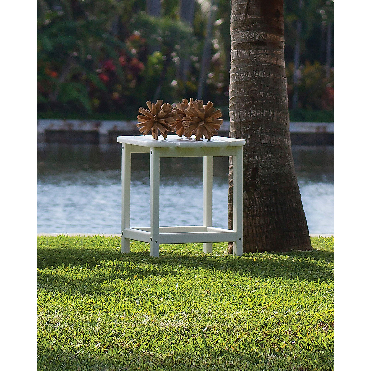 POLYWOOD SBT18GY South Beach 18" Outdoor Side Table, Slate Grey