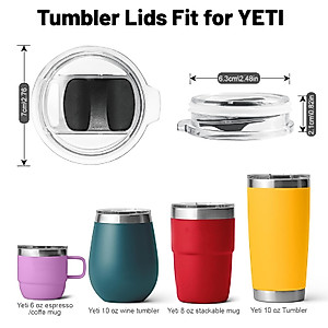 Tumbler Lids for YETI 6 oz/ 8oz/ Stackable Mug & Yeti Rambler 10 oz Tumbler Lid, MagSlider Lids for Yeti Espresso/Coffee Mug 6oz, Replacement Lid for Yeti Rambler 10 oz Wine Tumbler (2 Pack)