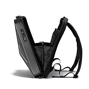 Cyberbackpack Gray Expandable Anti-theft 17.3 Inch Laptop Computer Lightweight Work Business Travel Hiking Student College Motorcycle Fashion Adult Unisex Hard Backpack for Men Women With USB Charging