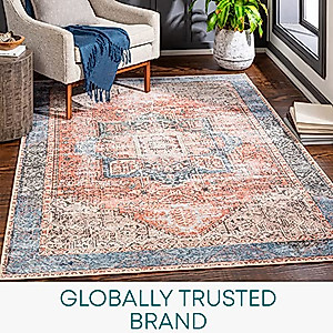 Artistic Weavers Suri Vintage Washable Area Rug,6'7" x 9',Rust/Blue