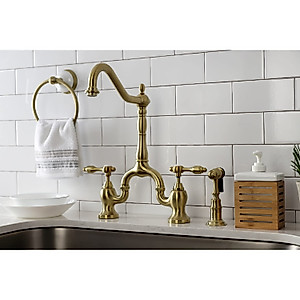 Kingston Brass KS7755TALBS Tudor Bridge Kitchen Faucet, Oil-Rubbed Bronze, 13.88 x 8.25 x 14.5