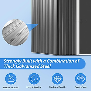 JAXPETY 8x12 FT Outdoor Storage Large Shed, Galvanized Metal Shed for Garden Patio Lawn Backyard, Garden House with Lockable Double Doors and Four Vents, Gray