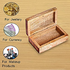 SUNDERSHALA Wooden Jewellery Box Hand Carvings Designs Keepsake Storage Premium Wooden Trinket Box (5 x 3 x 1.75 inches, Brown (Plain))