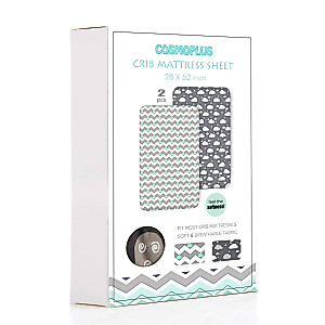 COSMOPLUS Knitted Crib Sheet Set 2 Pack Stretchy Crib Sheets for Boys Girls,Universal Knit Fitted for Standard Baby Toddler Crib,Whale/Cloud