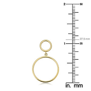 Kooljewelry 14k Yellow Gold Circles Drop Earrings, 1.27 inch