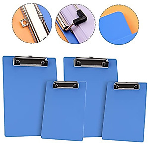 Ciieeo 4pcs Folder Metal Clipboards Plastic Folders Plastic Paper Clips Plastic Folders with Pockets A4 Clipboard Letter Size A4 Clip Board Abs Blue Clip Boards Exam Paper Clips Business