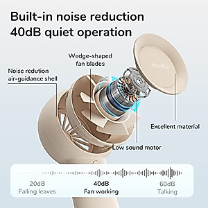 JISULIFE Handheld Turbo Fan [16H Max Cooling Time] Mini Portable Hand Fan, 4000mAh USB Rechargeable Personal Fan, Battery Operated Small Pocket Fan with 5 Speeds for Travel/Outdoor/Home/Office - Brown