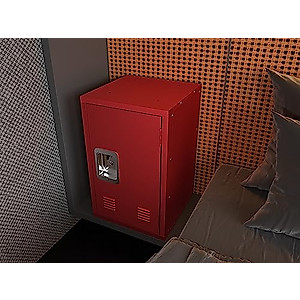 Campfun Metal Locker Storage Cabinet, 24" H Single Locker Cabinet, Small Storage Cabinet Easy Assembly, Lockable Storage Cabinet Organizer, Lockers for Kids Bedroom/Home/School/Office, Red