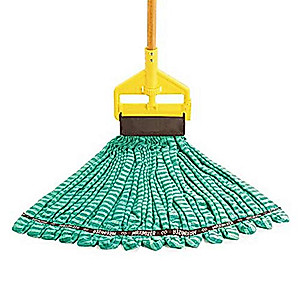 Rubbermaid Commercial Products Microfiber Tube Mop Head Replacement, Medium, 5-Inch Headband, Green, Heavy Duty Industrial Wet Mop For Floor Cleaning Office/School/Stadium/Lobby/Restaurant