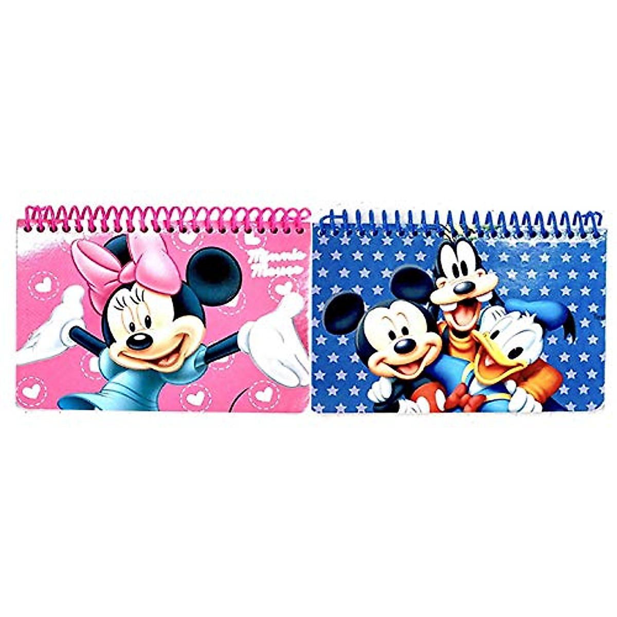 Disney Mickey and Minnie Mouse Drawstring Backpacks Plus Lanyards with Detachable Coin Purse and Autograph Books (Set of 6) (Pink - Dark Blue)