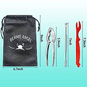 7Pcs Crab Claw Crackers and Tools Set, Seafood Tools Set Crab Leg Crackers and Picks Tools Including 2 Lobster Shell Crackers and 4 Seafood Forks Kit