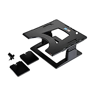 3M Adjustable Laptop Stand, Raise Screen Height to Reduce Neck Strain, 3" Height Adjustment, Large Platform for Docking Station, Non-Skid Base Keeps Laptop Secure, Cable Management, Black (LX500)