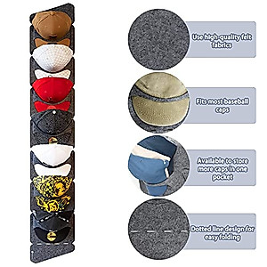 Hat Rack for Baseball Caps, 7 Pockets for Hat Organizer, Cap Display Rack, Hanging Hat Organizer to Keep Hat Shape, Hat Organizer Storage
