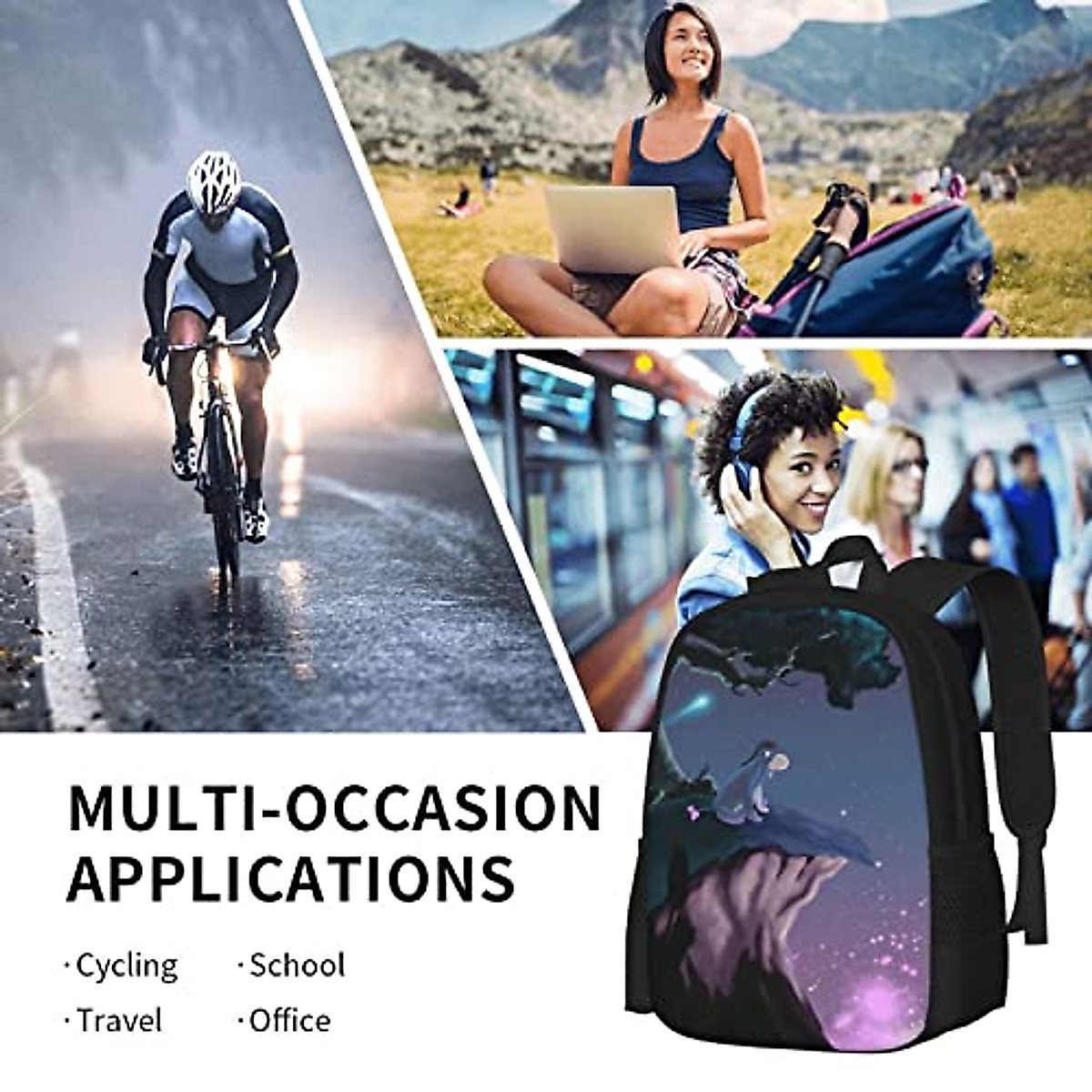 Printed Backpack Fashion Simple Customizable Casual Backpack For 15" Laptop Bags For Men And Women