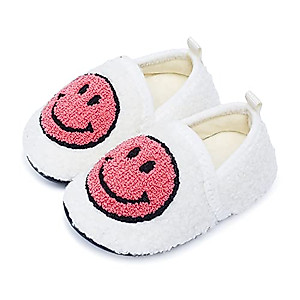 UCUHNB Toddler Slippers Girl Boy Lightweight House Slippers Artificial Woolen Athletic Socks with Indoor Outdoor Pink 8.5-9Toddler