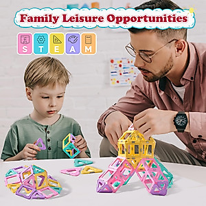 JAiiMen Magnetic Tiles Toys, Kids Building Blocks Set, 3D Magnet Tile Girls Boys STEM Toy Learning Educational Christmas Birthday Gifts for Toddlers 3 4 5 6 7 8+ Year Old