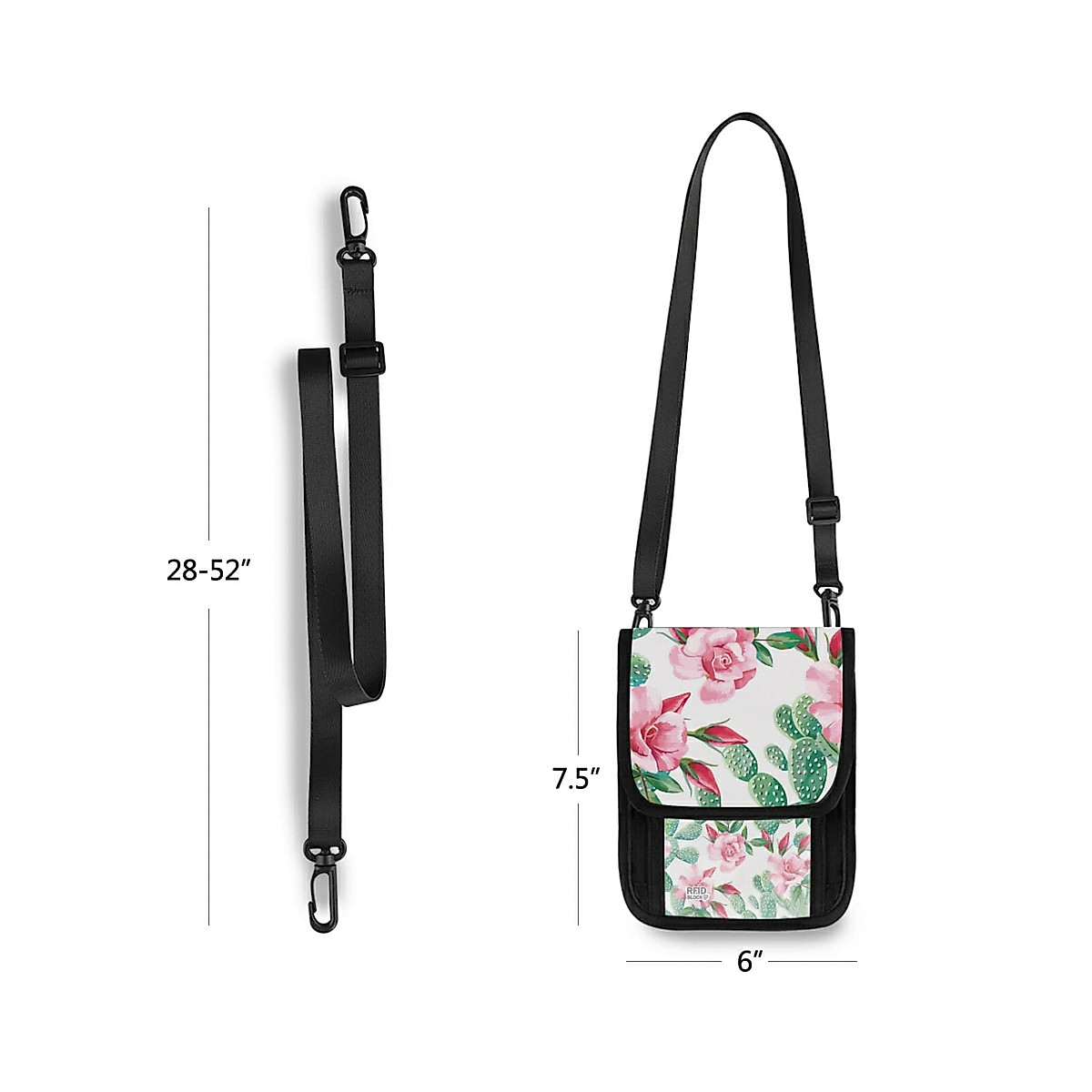 ALAZA Women Small Crossbody Bag Cactus Succulents Rose Flower for Cellphone Purse Wallet with Card Slots Removable Strap(226rh4g)