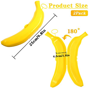 Dotbengc 2 Pack Banana Case, Banana Keeper BPA-Free, Banana Protector Outdoor Travel, Plastic Banana Holder Container, Cute Banana Carrier for Lunch Box Fruits Freshness (Yellow)