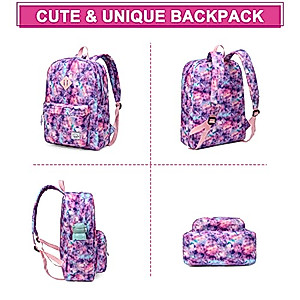VASCHY Backpack for School, Lightweight Water Resistant Bookbag Casual Daypack for Middle School Teen Girls Pink Galaxy
