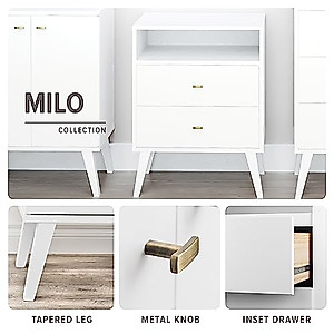 Prepac Milo Mid-Century Modern 7 Drawer Double Dresser for Bedroom, Wide Chest of Drawers, Contemporary Bedroom Furniture, 16" D x 52.5" W x 33.75" H, White, WDBR-1407-1