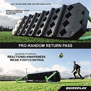 QUICKPLAY Replay Station Rebound Board - Portable Dual Surface Soccer Rebounder with Adjustable Angle, Sandbag - Soccer Training Equipment for Control, Passing, Shooting Practice – 37.5x9.5