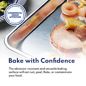 New Star Foodservice 36749 Commercial-Grade 16-Gauge Aluminum Sheet Pan/Bun Pan, 18" L x 26" W x 1" H (Full Size) | Measure Oven (Recommended)