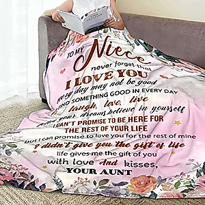 RIEDIOVS Niece Gifts Blanket-to My Niece Blanket-Birthday Gift for Niece from Aunt-Gifts for Niece Beautiful 60" x 50" Throw Blanket -1