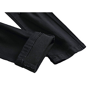 Men's Ripped Skinny Stretch Distressed Destroyed Slim Jeans Denim Pants Black 30