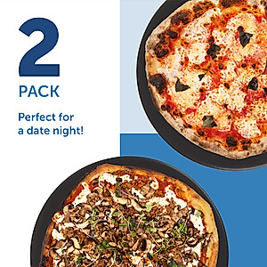 2-Pack Ceramic Pizza Stones - Make Restaurant-Quality Pizza Right at Home - Easy to Use - Durable up to 500℉ - 100% Black Cordierite - 11.75” Diameter