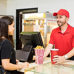 Plastic Popcorn Boxes Reusable Open Top Popcorn Containers Red and White Striped Popcorn Buckets Bulk for Movie Night, Classic Retro Style, 7.7 x 3.9 x 2.4 Inch (50 Pcs)