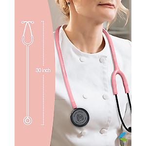 FriCARE Lightweight Stethoscope - Stethoscopes for Nurse Medical Nursing Students - Classic Home Health Diagnostic Kit, StethoMedic Essentials, Lifetime Warranty & FSA HSA Eligible (Pearl Pink)