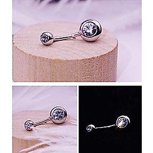 VCMART 14g 12mm Belly Button Ring Surgical Steel Belly Button Rings Silver Green Belly Rings for Women Navel Rings Piercing Jewelry Long Bar Belly Button Piercing Jewelry