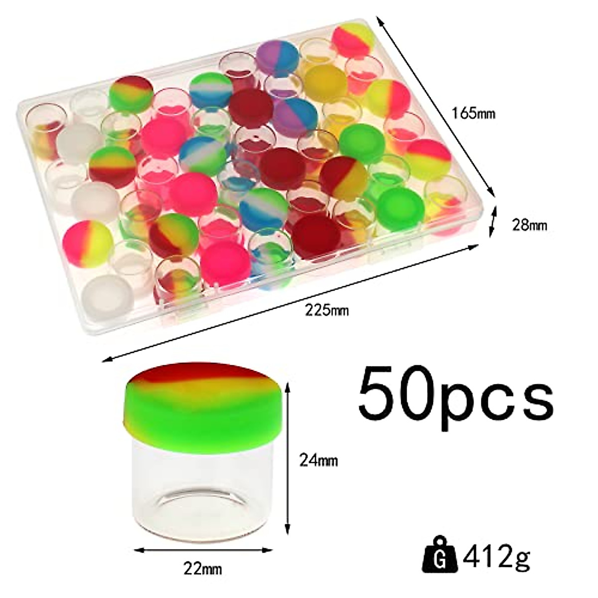 TruAres 5ml Glass Jars with Silicone Lids Airtight Multi Use Containers 50-Pack