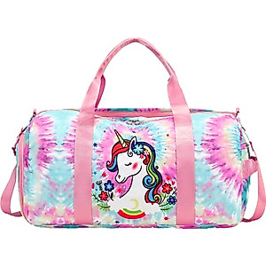 BLUBOON Duffle Bag Girls Kids Cute Gym Bag with Shoes Compartment & Wet Separation Waterproof Sports Overnight Travel Bag