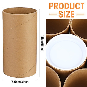 Yeaqee 20 Pack Mailing Tubes with Caps Poster Holder Tube 3 x 6 Inch Round Cardboard Mailers for Artwork Advent Calendars Classroom Craft Shipping DIY Projects Gifts Packing Maps Packaging, Brown