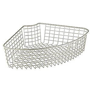 mDesign Wire Basket for Corner Cabinet Lazy Susan with Front Handle - Kitchen Cabinet, Shelf, and Pantry Corner Bin - 1/4 Wedge Metal Organizer for Lazy Susan - Concerto Collection - 2 Pack - Satin